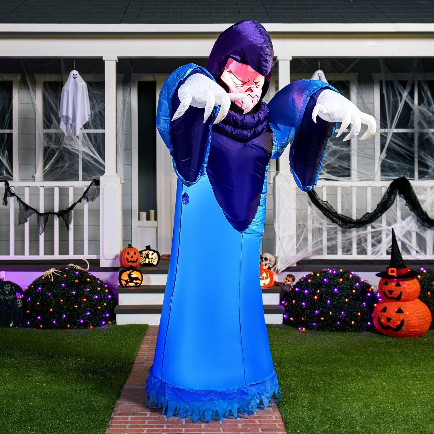 The Holiday Aisle® Kronburgh Giant Spooky Warlock Inflatable | Wayfair