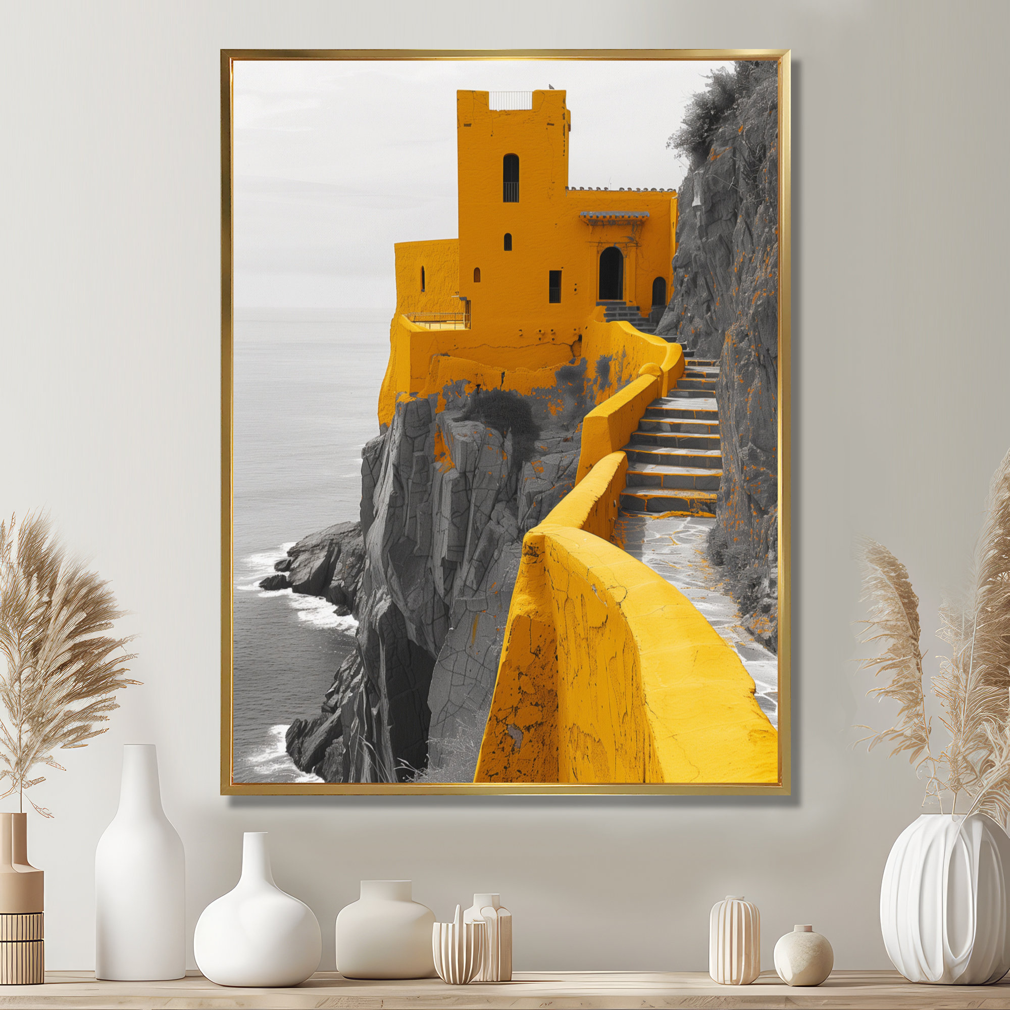 Ebern Designs Monochrome Ancient Citadel Fortress III - Fortresses Wall ...