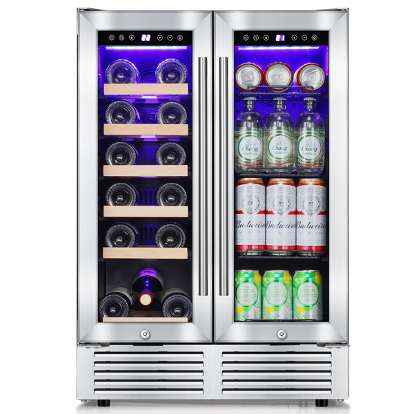 R.W.FLAME 23.4'' 18 Bottle and 56 Can Dual Zone Freestanding/Built-In ...