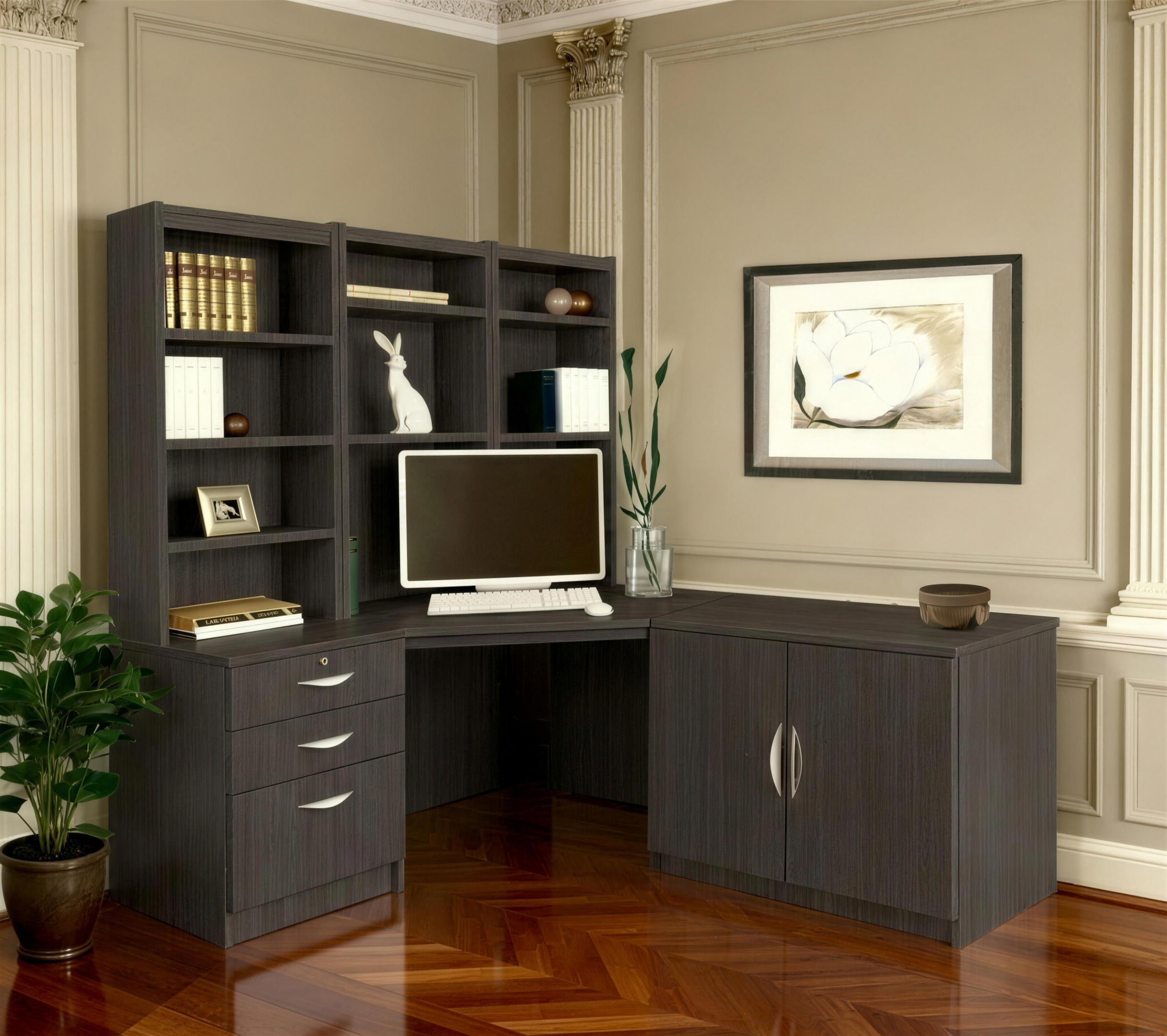 Ebern Designs Brelynn 5 Piece L-Shape Computer Desk Office Set with ...