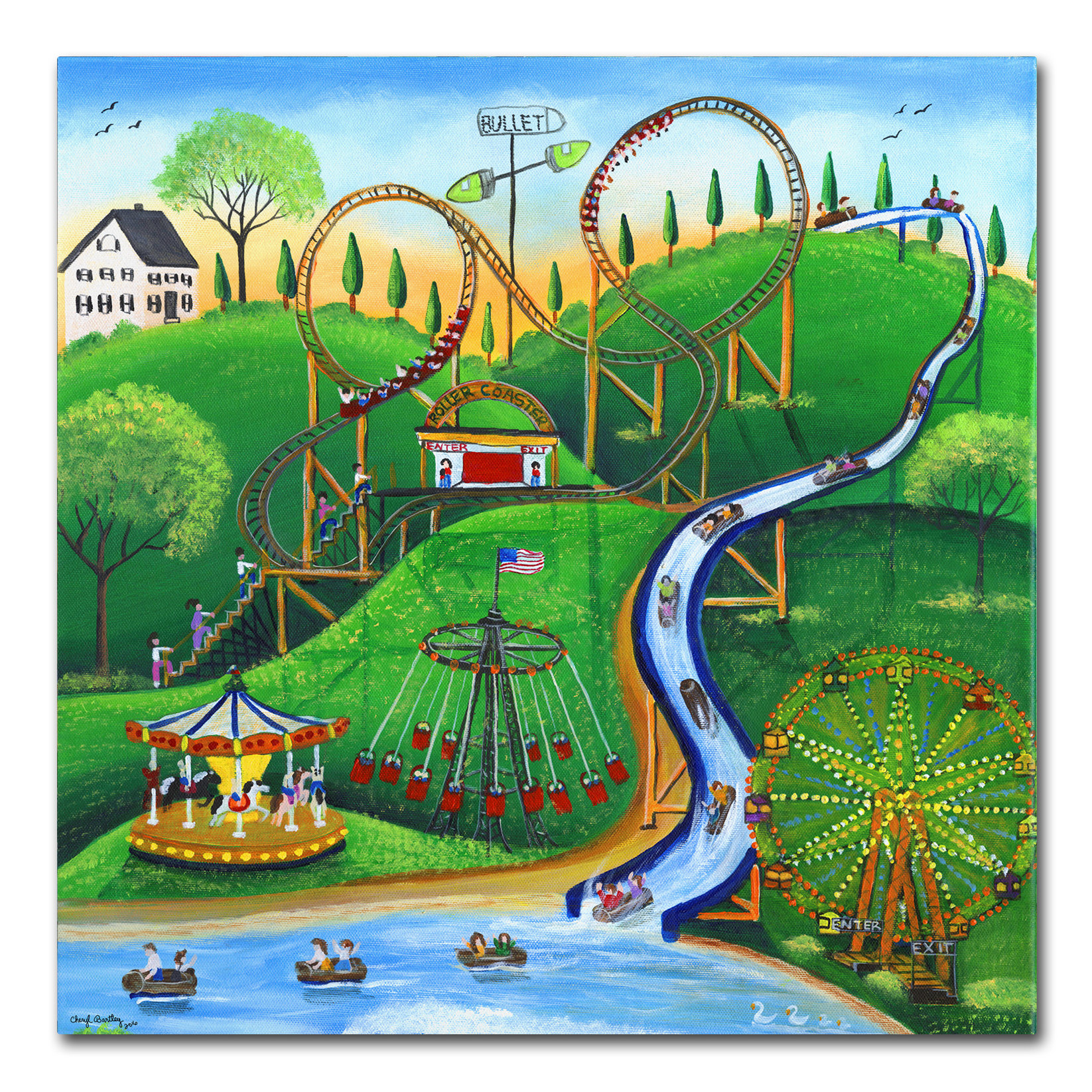 Winston Porter Amusement Park Rides by Cheryl Bartley - Print on Canvas ...