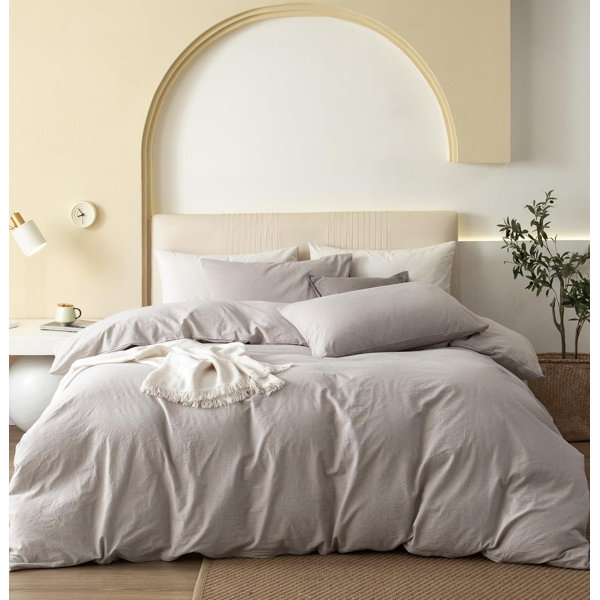 Unkoma Washed Cotton Duvet Cover Set Comfy Simple Style Soft Breathable ...
