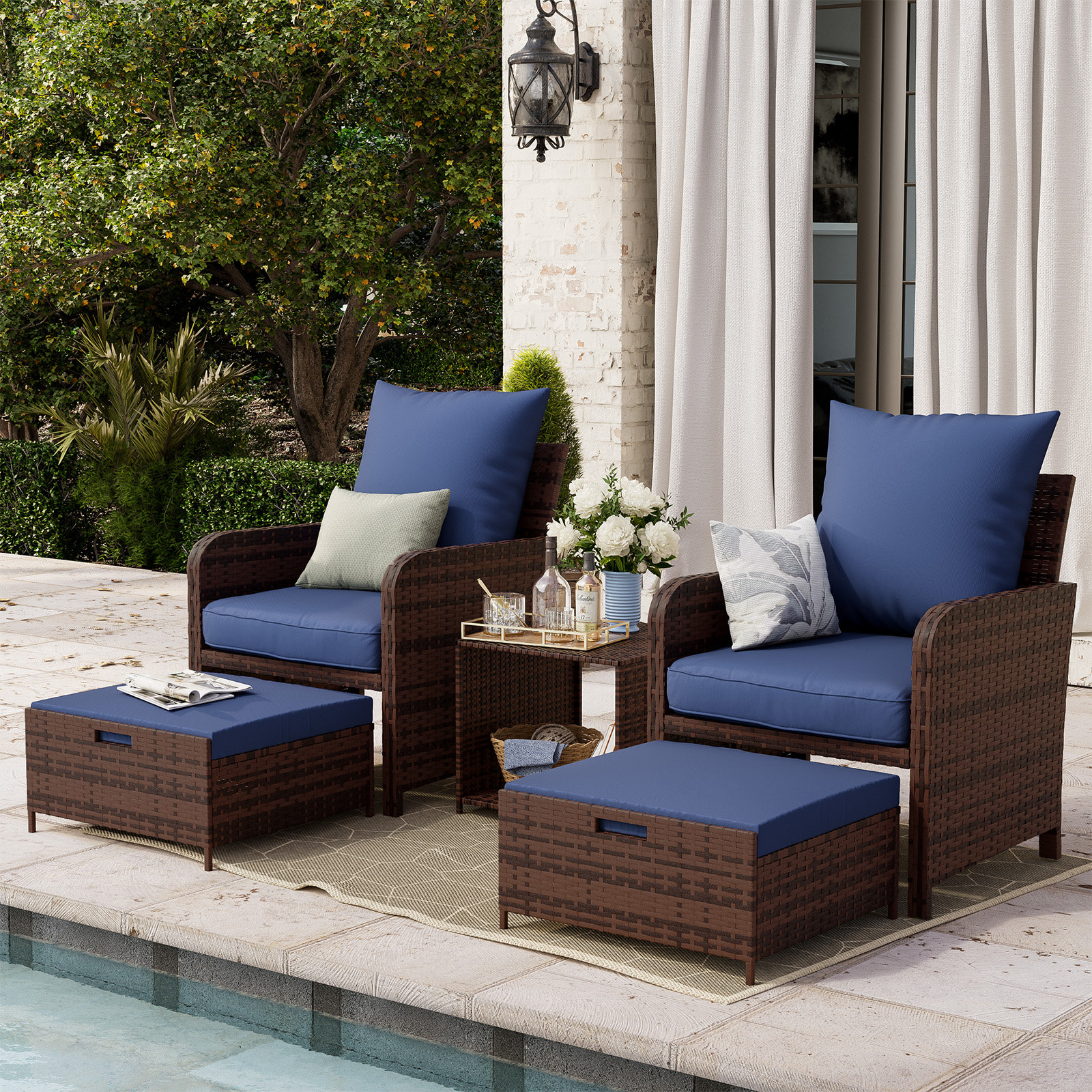 Winston Porter Idamarie Wicker/Rattan 2 Person Seating Patio ...