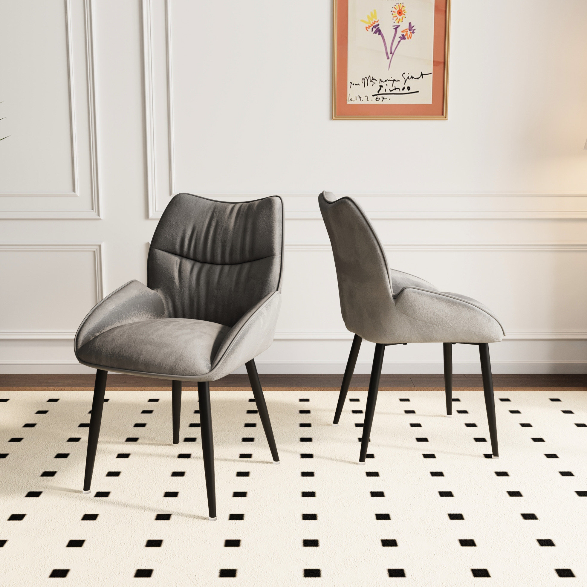 Hokku Designs Luxury Velvet Dining Chair (2) - Modern & Elegant For ...