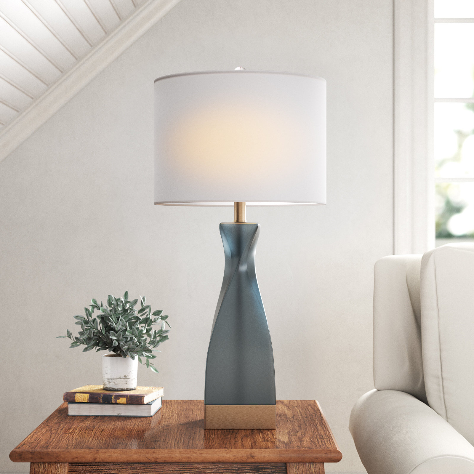 Birch Lane™ Corrie 29" Frosted Blue/Gold Table Lamp & Reviews - Wayfair ...