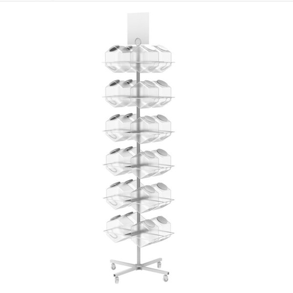 Rebrilliant Mavelyn Bucket Rotating Display Rack, White Metal Retail ...
