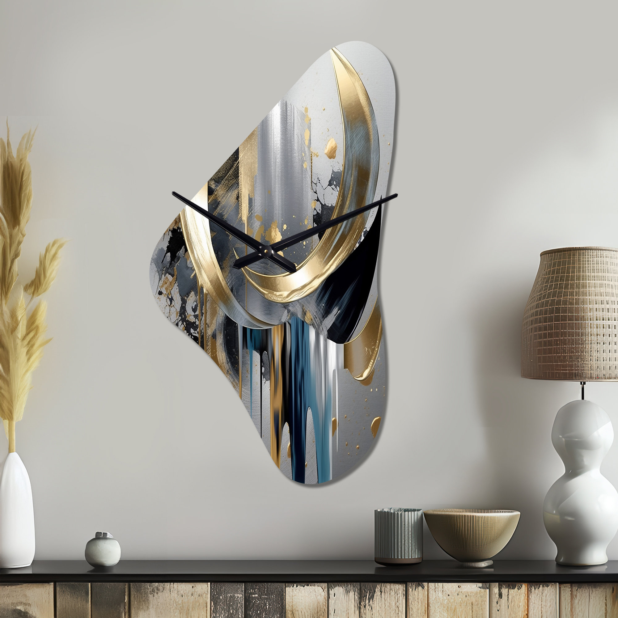 Design Art Abstract Shapes And Lines I - Marble Unique Shape Metal Wall ...