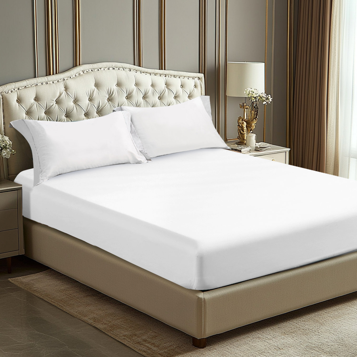 MILDLY Solayne Seren Ultra-Soft 500TC Fitted Sheet 100% Long Staple ...