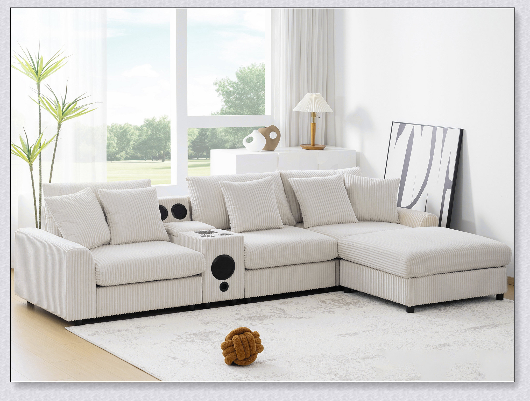 Latitude Run® Sectional Sofa with Bluetooth Speakers, L Shaped Couch ...