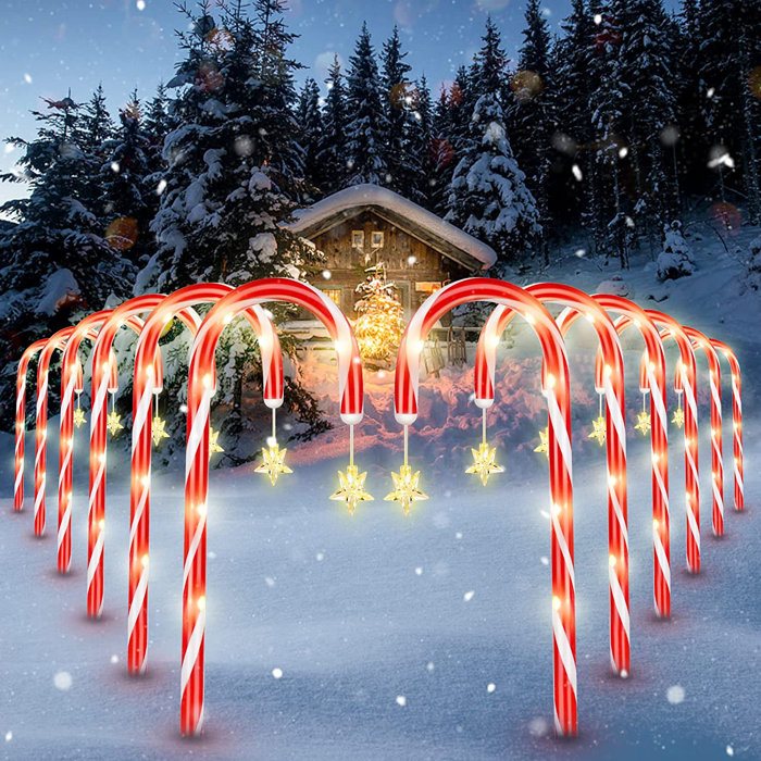 The Holiday Aisle® Candy Cane Pathway Lights Garden Stake & Reviews ...