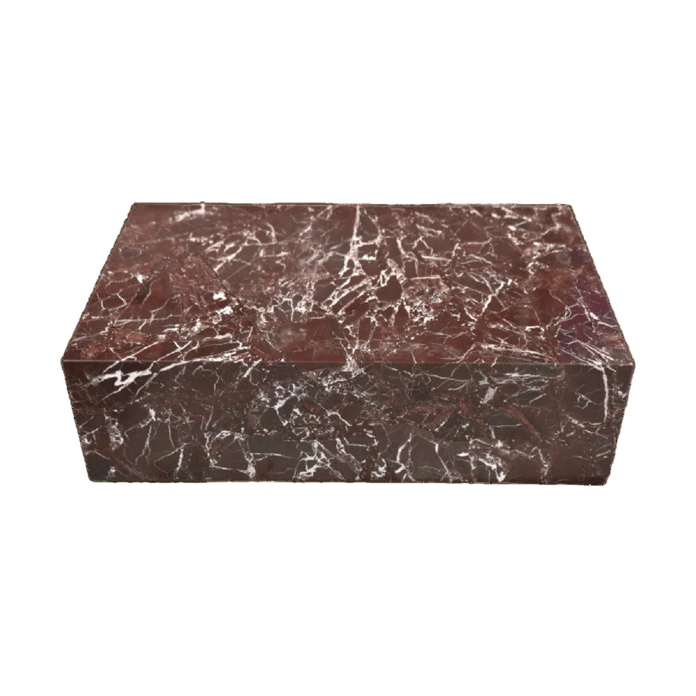 BETACH Genuine Marble Block Coffee Table - Rosso Levanto Marble | Wayfair