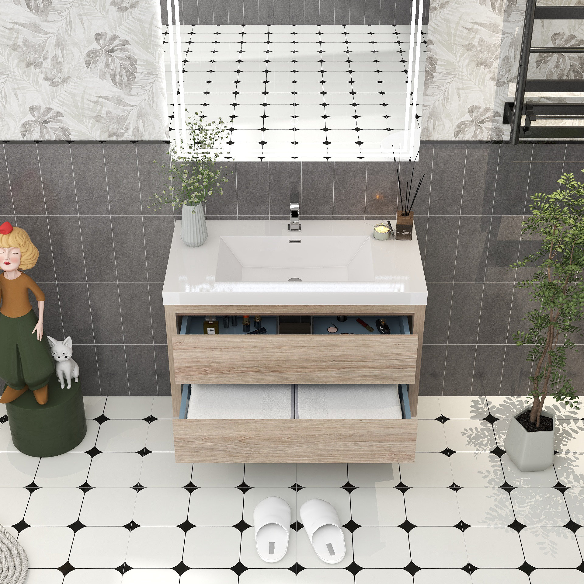 Ebern Designs Emert 35.5'' Single Bathroom Vanity with Acrylic Top ...