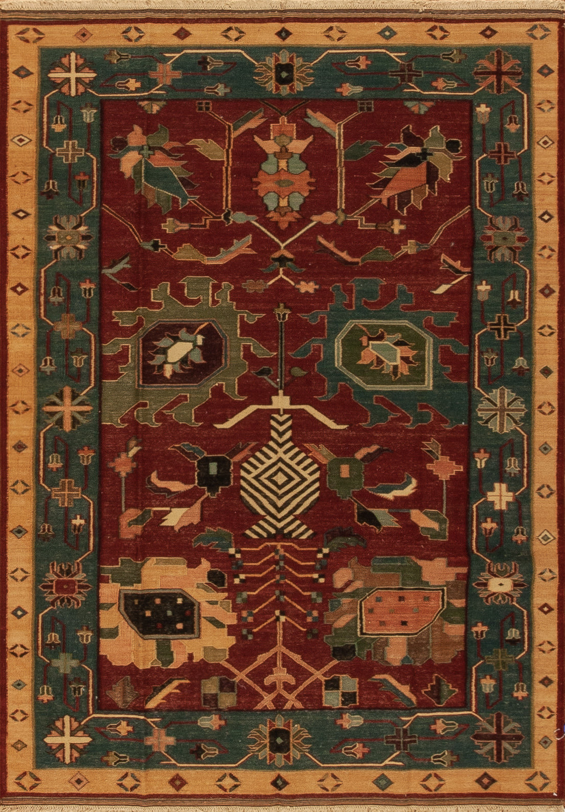 Samad Rugs Discovery Rectangle 5' x 7'1" Area Rug in Red/Green/Yellow ...