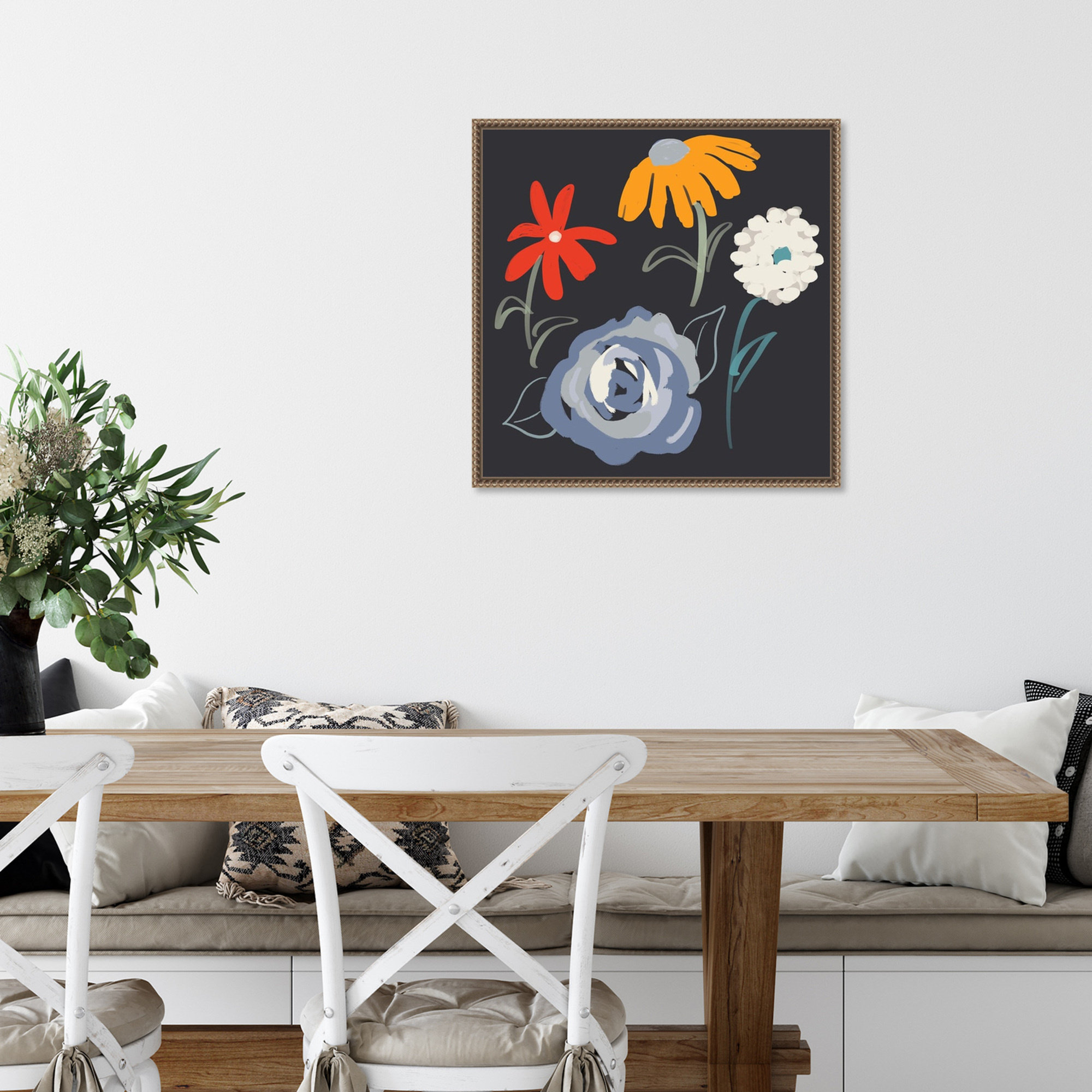 Red Barrel Studio Flowers At Night Framed On Canvas by Robin Maria ...