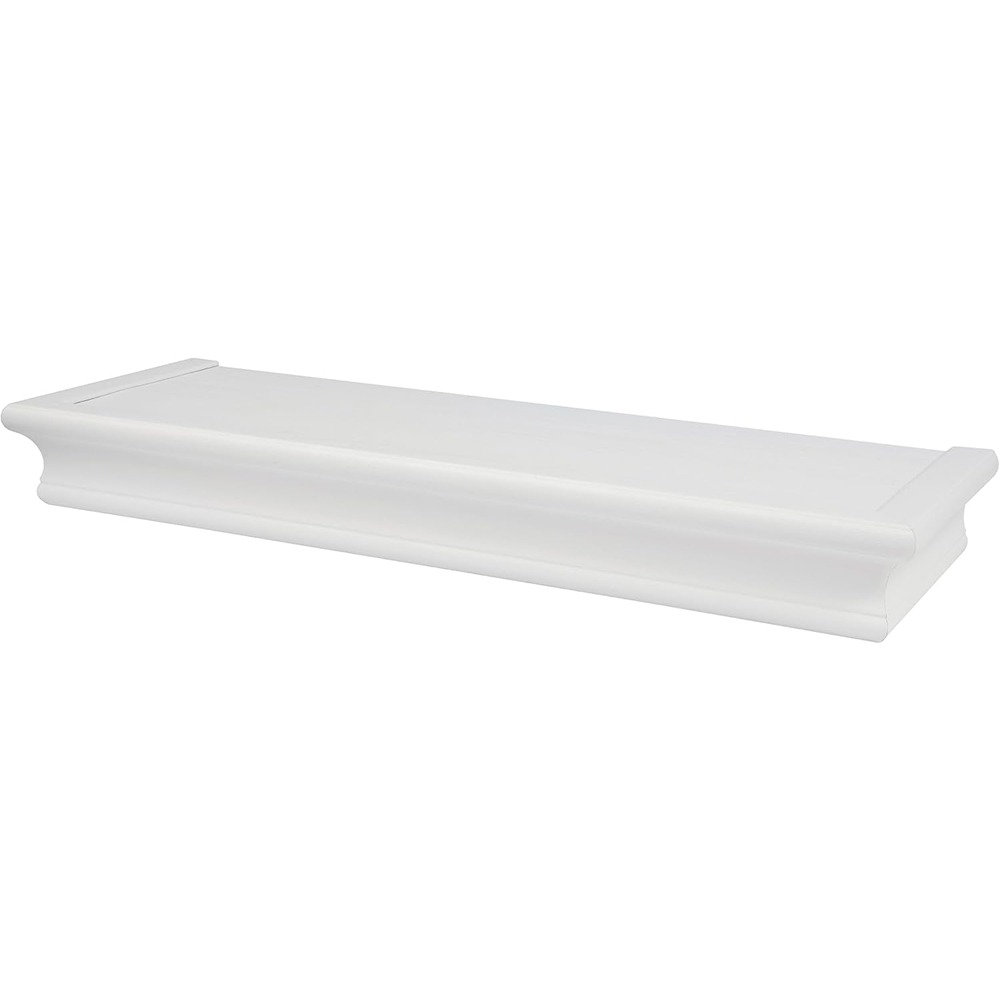 Latitude Run® White Floating Shelf – Beveled Design, Tool-free Drywall ...
