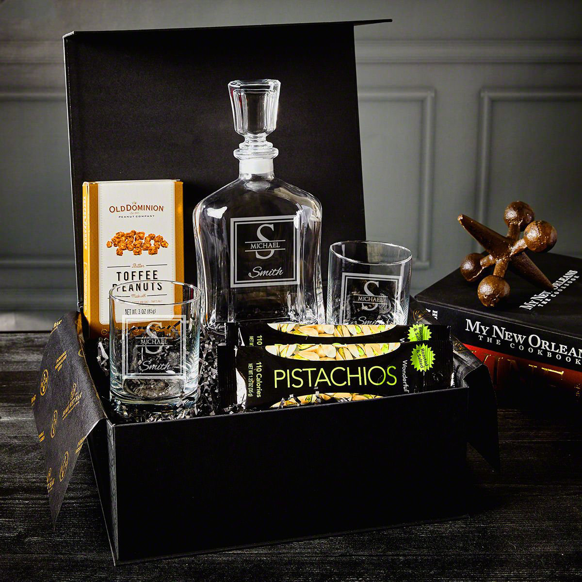 Home Wet Bar Oakhill Engraved Argos Whiskey Gift Basket 7 Pc | Wayfair