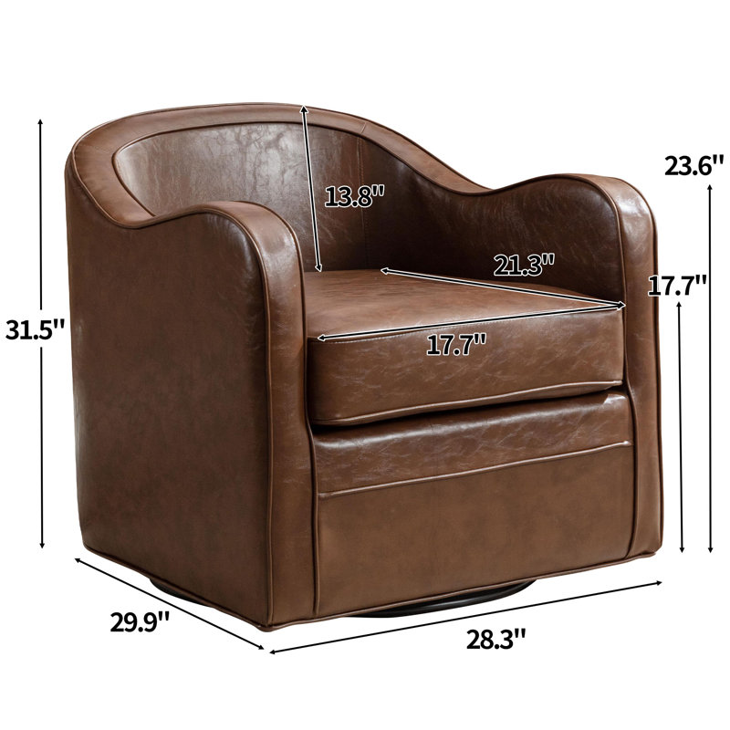 Winston Porter Jonson 28.3" Wide Classic Vegan Leather Swivel Arm ...