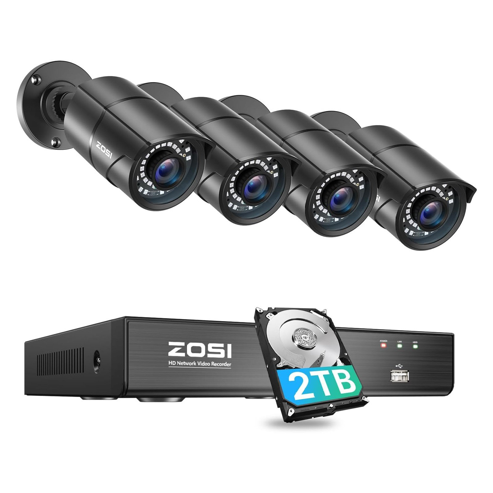 ZOSI Système de caméra de sécurité 8CH DVR, 8 Caméra de sécurité extérieure 8 pièces avec ...