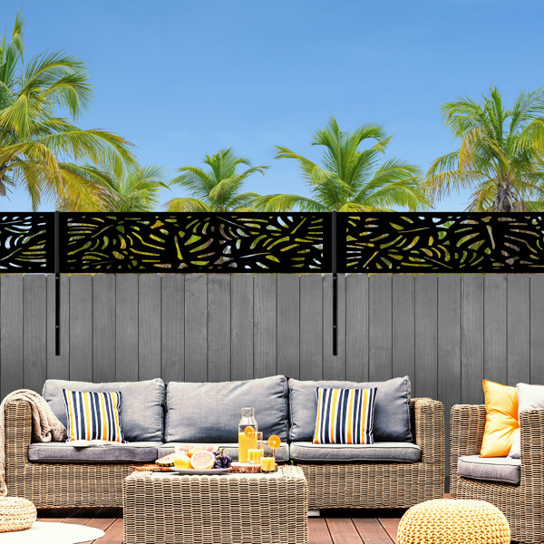 OUTDECO 16"x72" Tropical Galvanized Steel Wall and Fence Extension ...