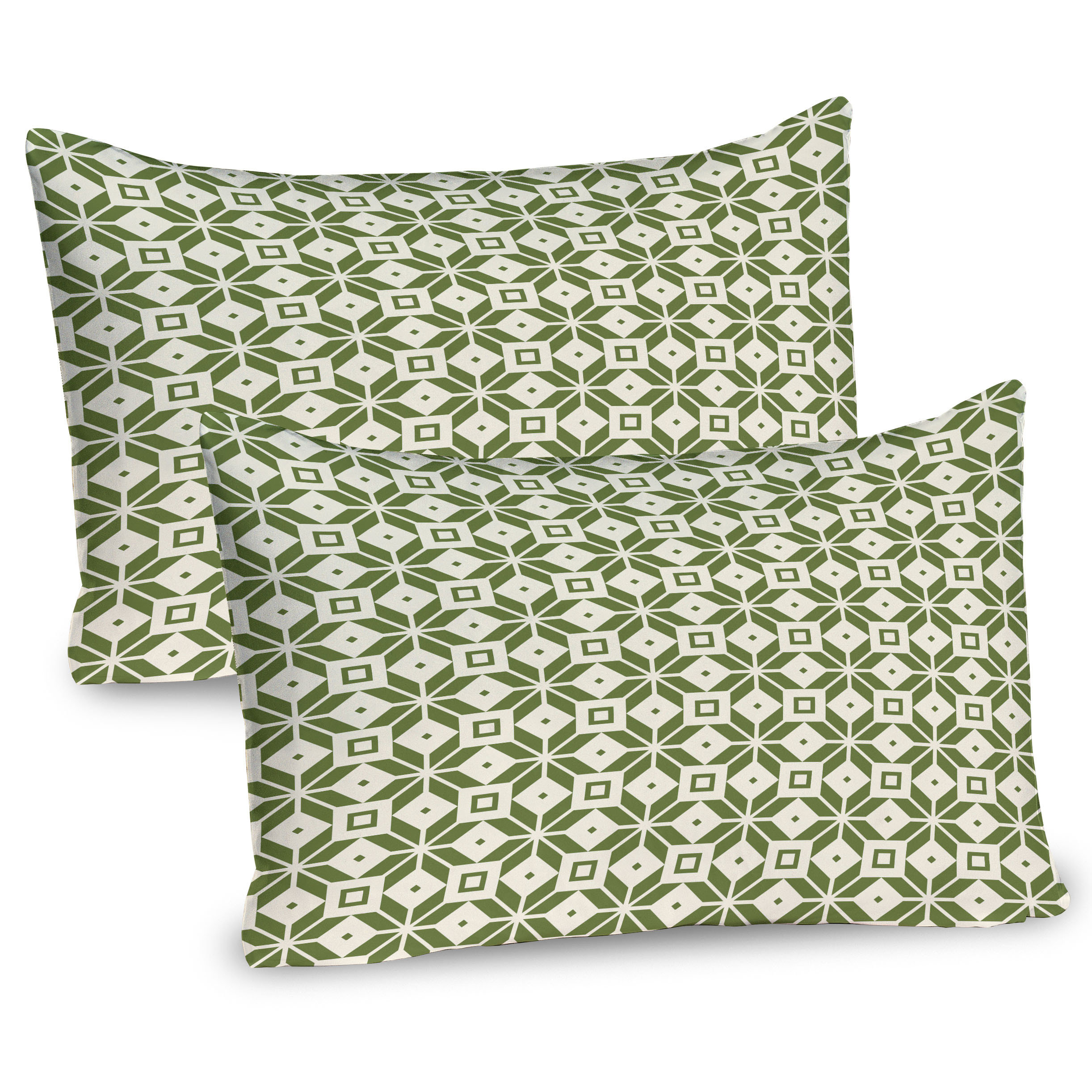 Ambesonne Retro Pillow Sham 2 Pack Square Tiles Tangled Lines Olive ...