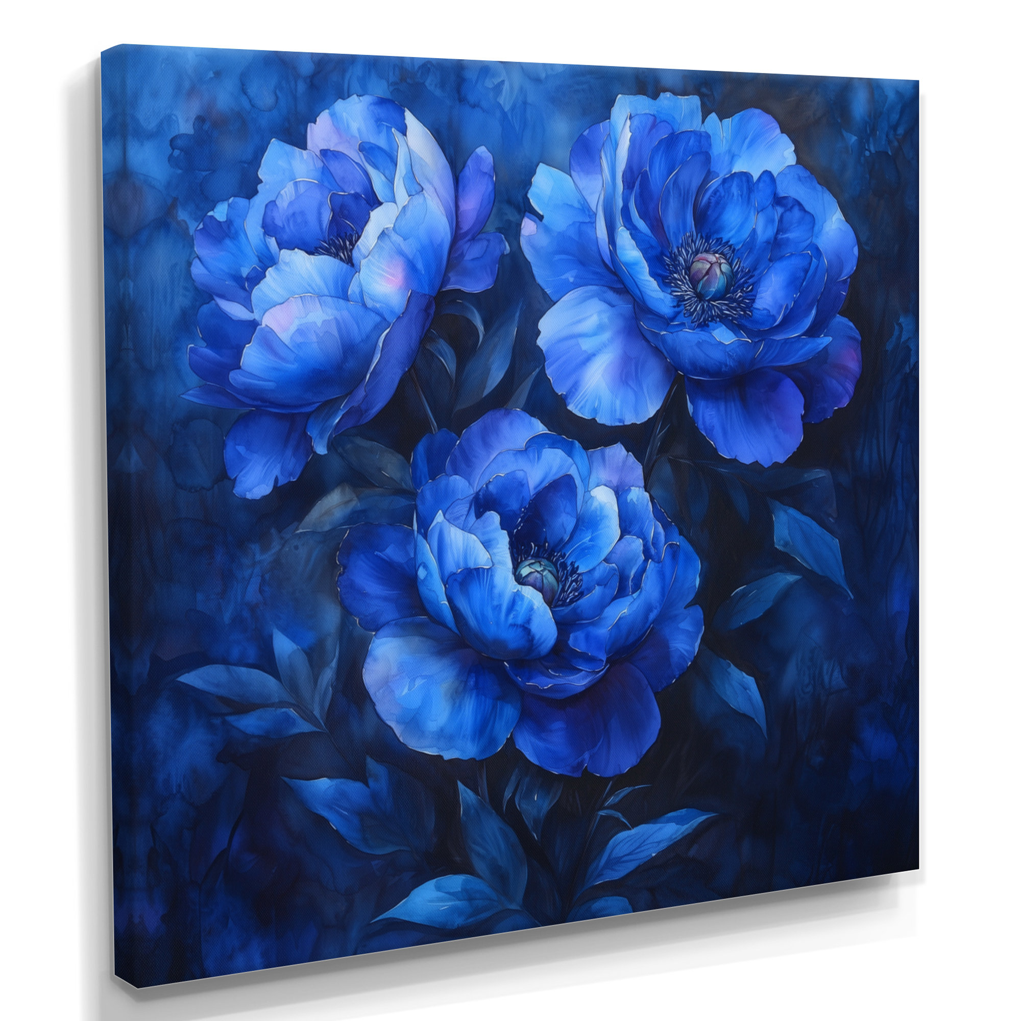 Lark Manor™ Jabella Midnight Blue Peonies Bouquet I - Peonies Wall Art ...