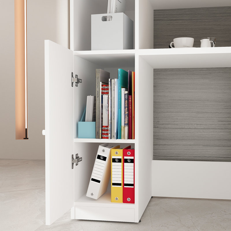 Inbox Zero Nayvia Manufactured Wood Reception Desk With Filing Cabinet ...