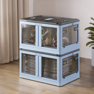 Ebern Designs Collapsible Storage Box Bin, 5 Side Clear Open Access ...