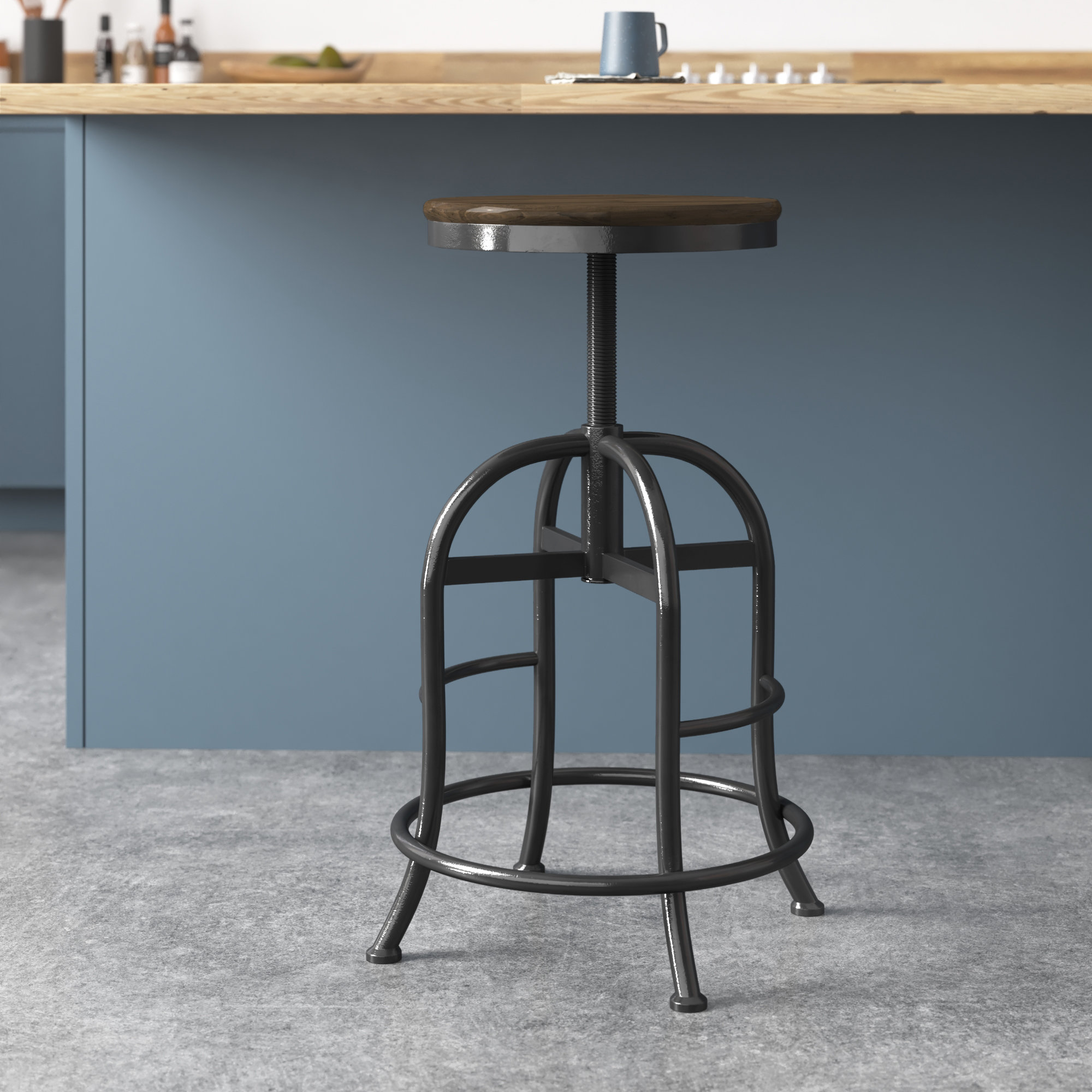 Steelside™ Cordova Adjustable Height Bar Stool | Wayfair