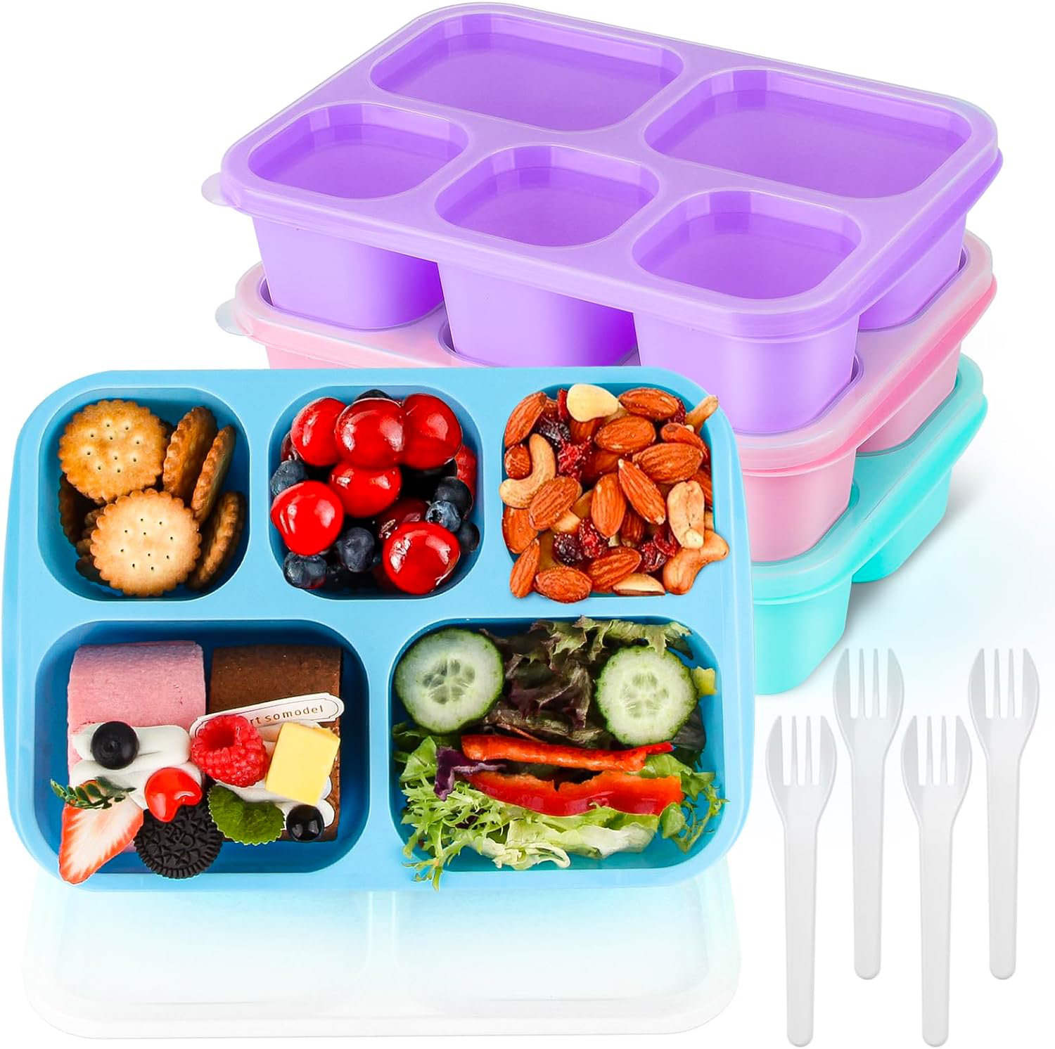 Rebrilliant Bento Lunch Box, Stackable 3 Layers Bento Box Adult Lunch ...