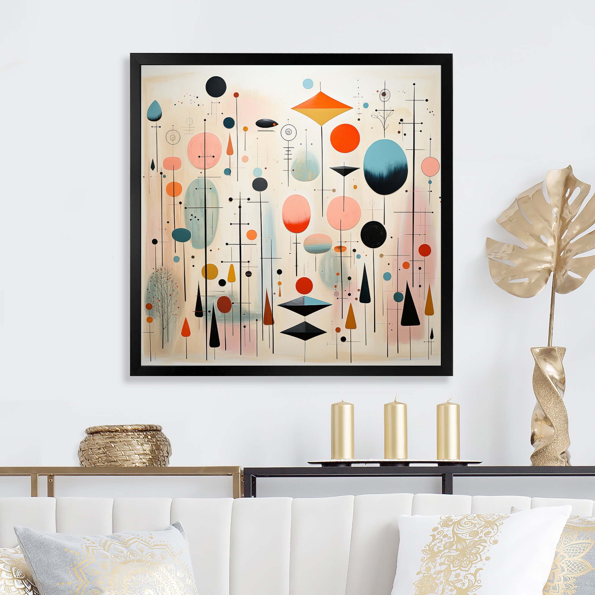 Brayden Studio Pink Blue Mid Century Whimsical Wonders I - Mid-Century ...