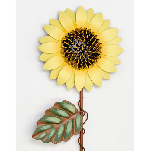 Gracie Oaks Metal Wobbly Sunflower Garden Stake | Wayfair