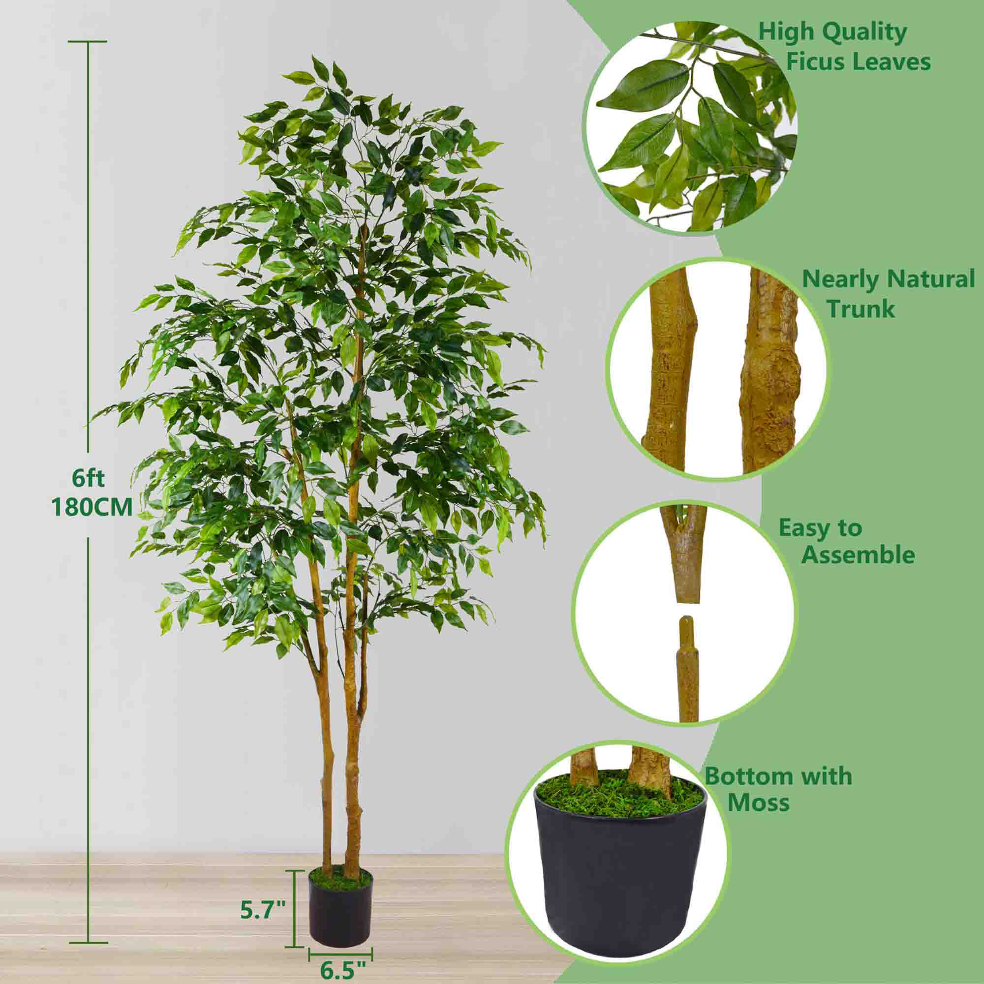 Hokku Designs Artificial Ficus Tree in Basket | Wayfair