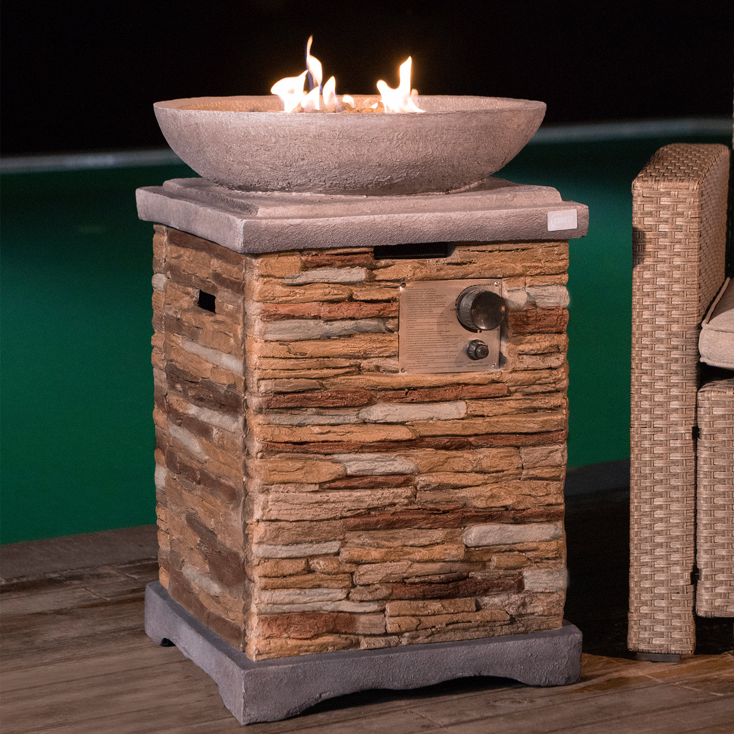 Ebern Designs Scriber 29" H x 20" W Concrete Propane Fire Column ...