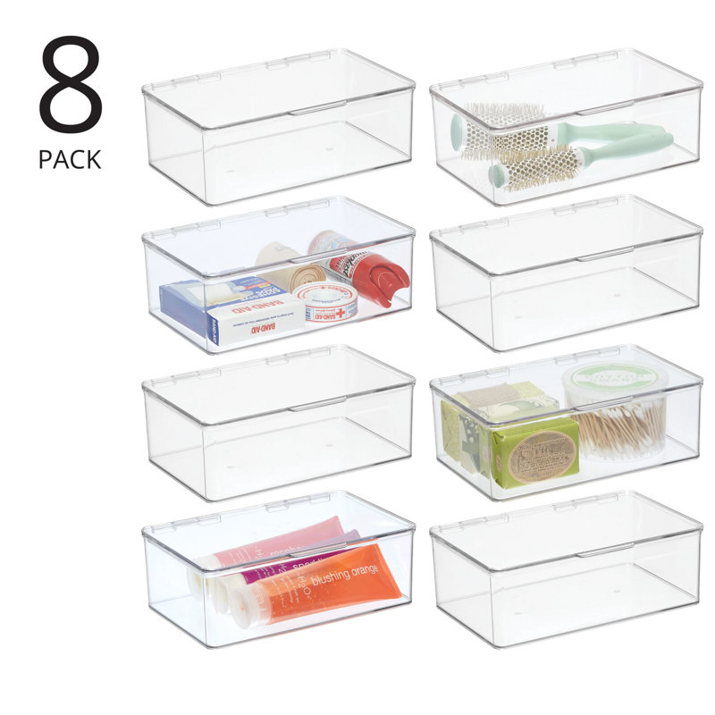 mDesign Bath Plastic Storage Bin Set | Wayfair