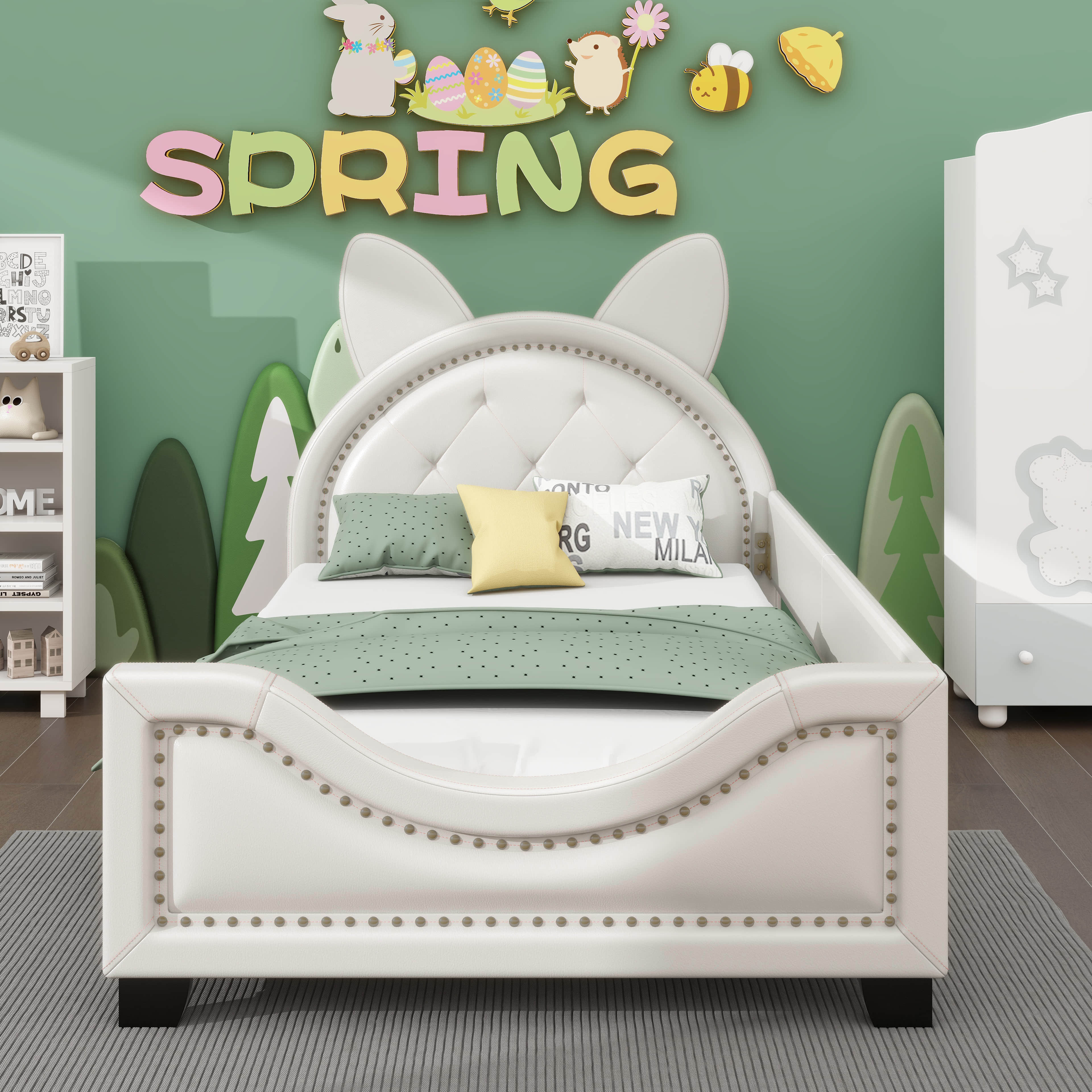 Bungalow Rose A Twin-Sized Upholstered Daybed Featuring A Headboard ...