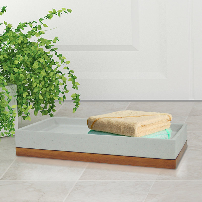 Greyleigh™ Stonington Concrete Stone/Wooden Bathroom Accessory Tray ...