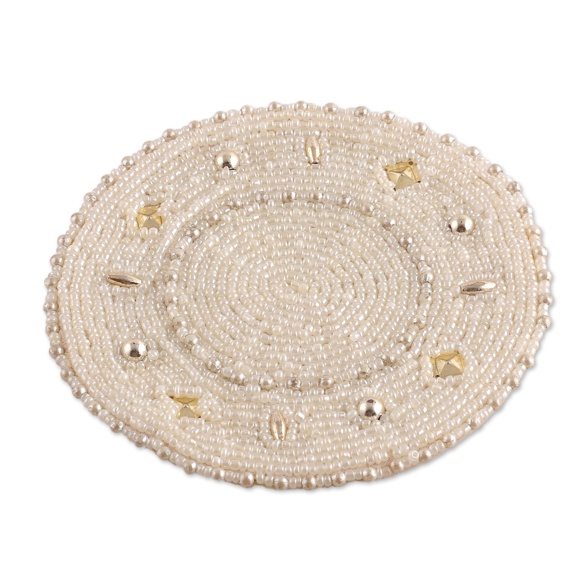 white beaded coasters