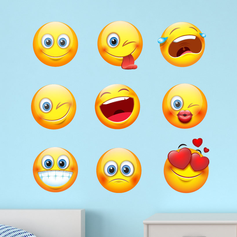 Innovative Stencils 9 Piece Emojis Emotion Faces Wall Decal Set | Wayfair