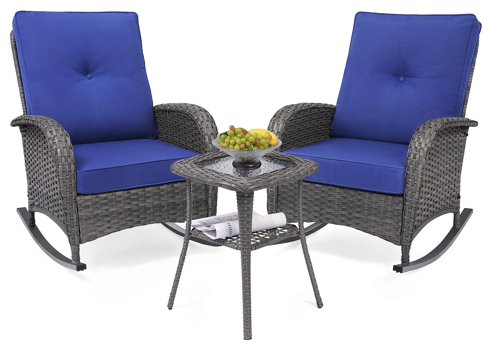 Latitude Run® Outdoor Patio Rocking Chairs Set Set Of 2 With Side Table ...