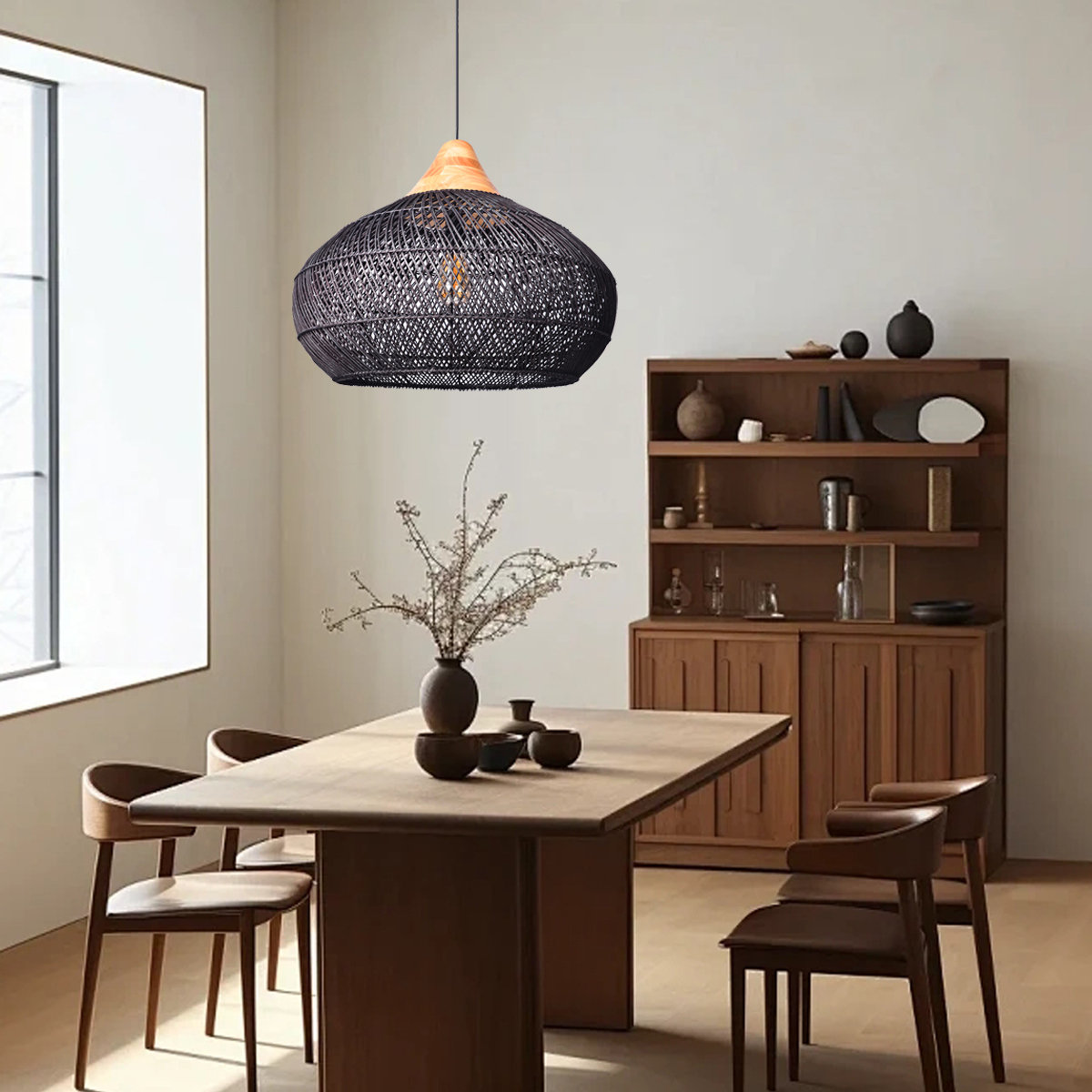 Bayou Breeze Bridin 1 - Light Natural Geometric Pendant | Wayfair