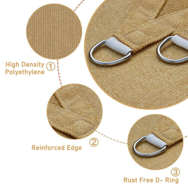 HOMEYA Triangle Shade Sail, High-Density Polyethylene Material, Rust ...