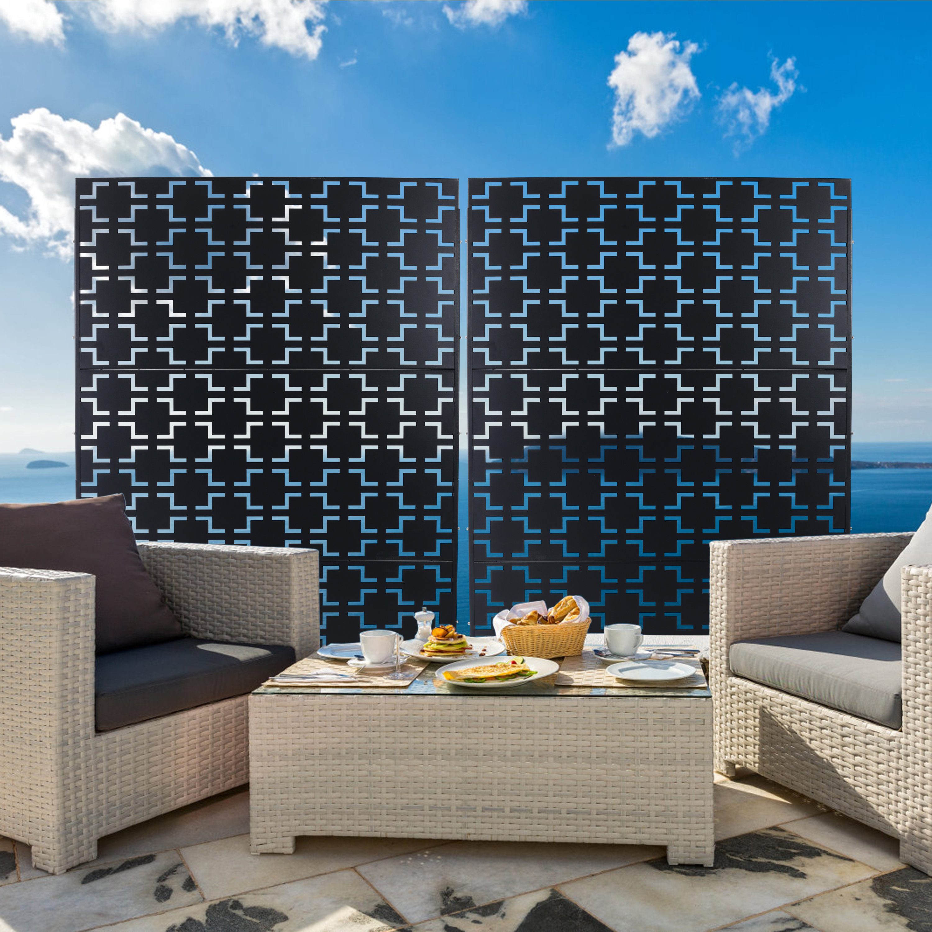 Latitude Run® 76x48 Inch Lightweight Metal Privacy Screen, Freestanding ...