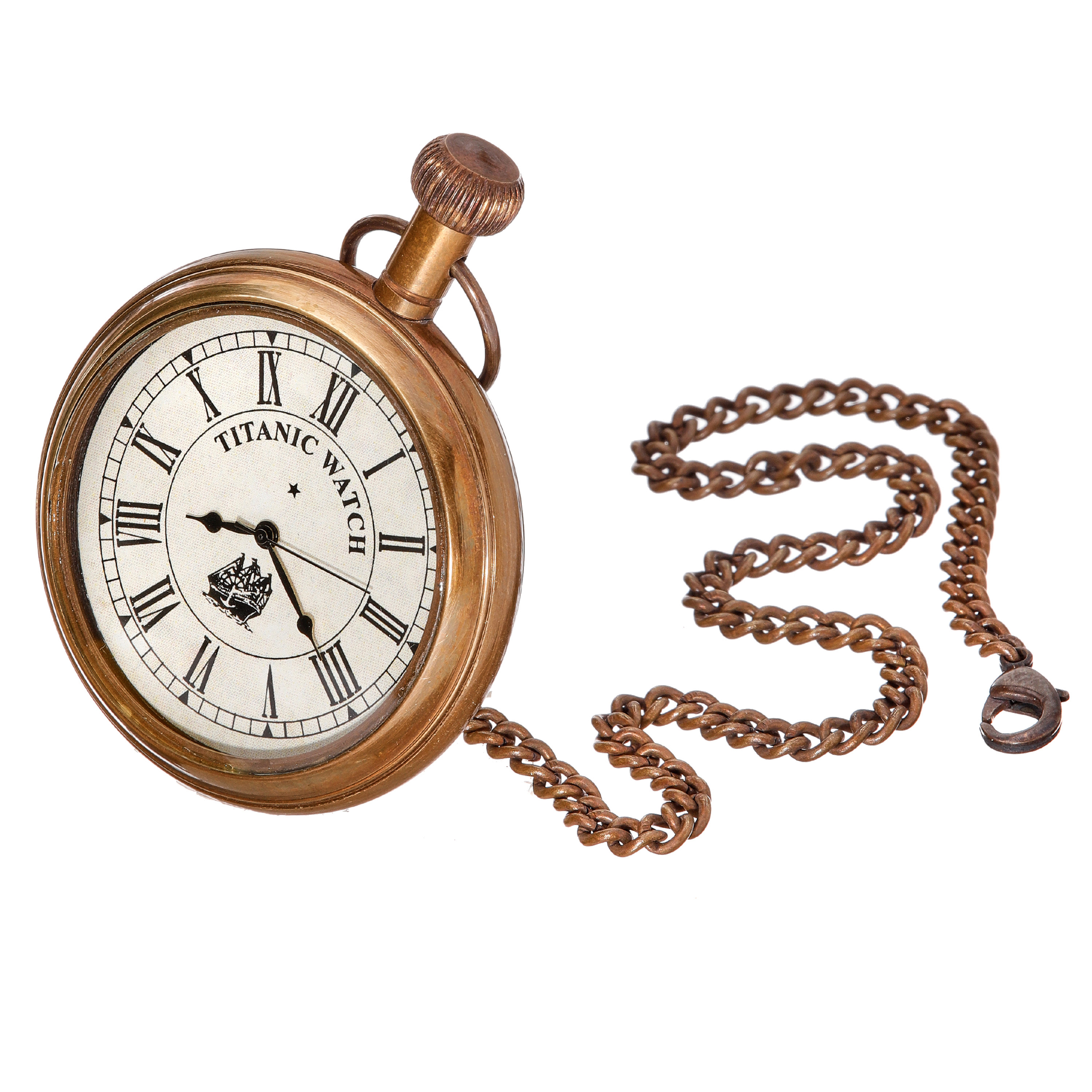 Regency International 3" Brass Glass Pocket Watch With Chain | Wayfair
