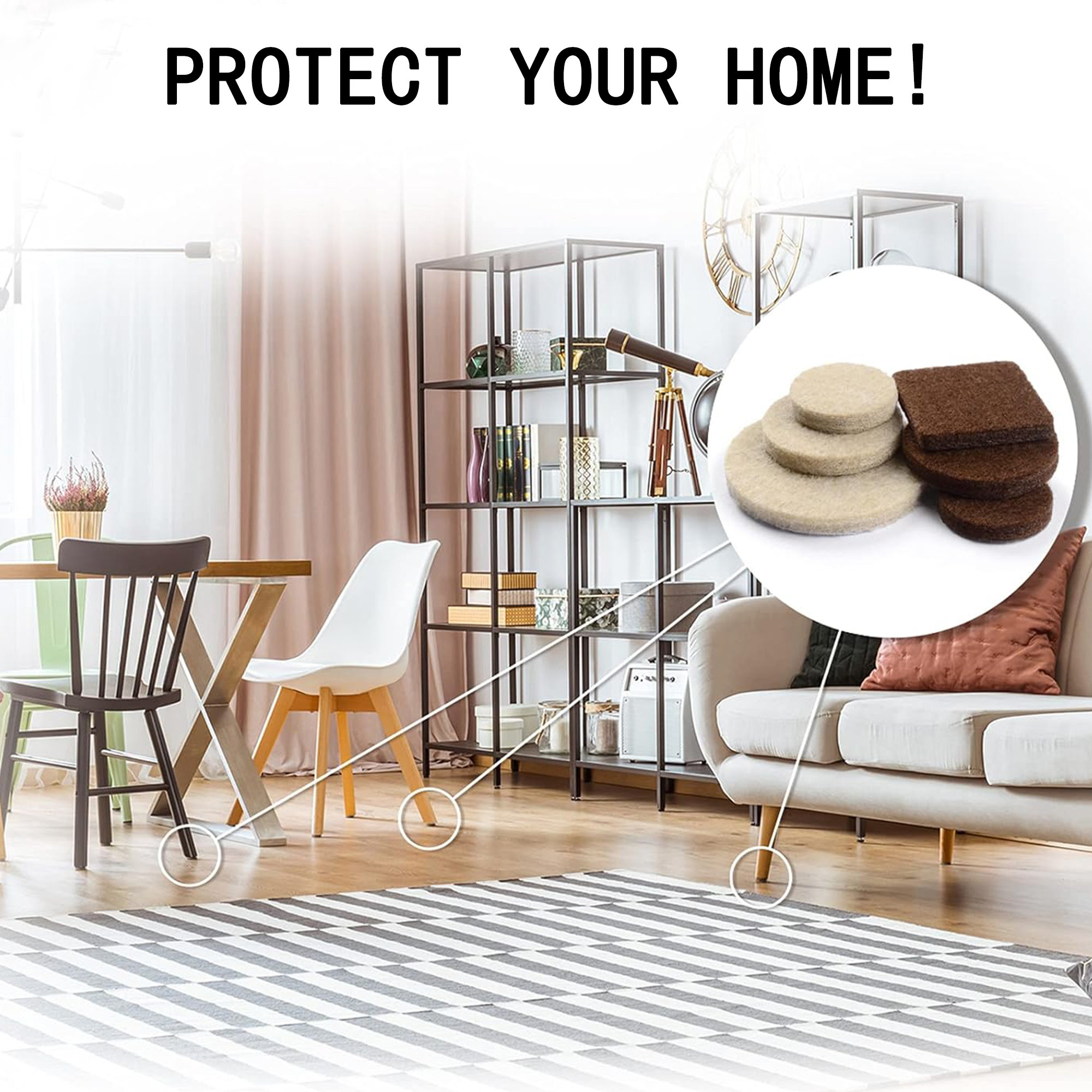 xwdhouse Round And Square Felt Furniture Pads (133Pcs) Chair & Table ...