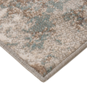17 Stories Nemohan Transitional Abstract Durable Performance Taupe/Sea ...