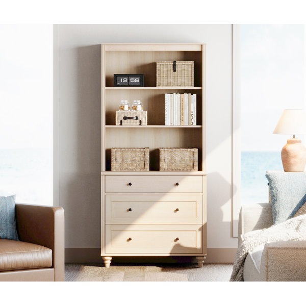 Charlton Home®Scarlett Bookcase With 3 Drawers, Tall Book Case Shelf ...
