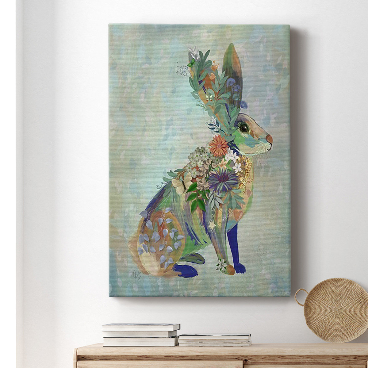 August Grove Fantastic Florals Hare, Sitting Premium Gallery Wrapped ...