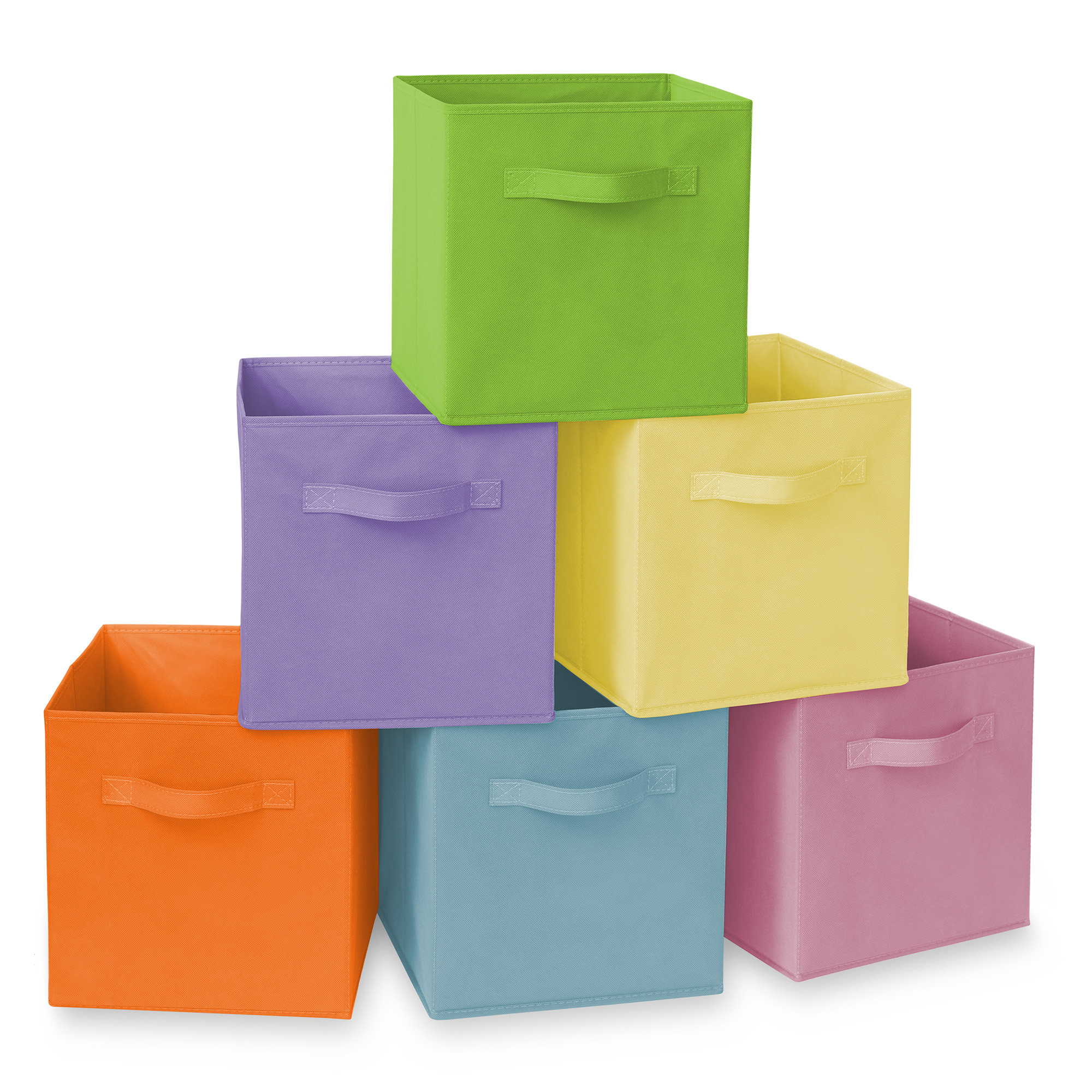 Ebern Designs (Set of 6) Collapsible Fabric Cubes, 11" Storage Bins ...