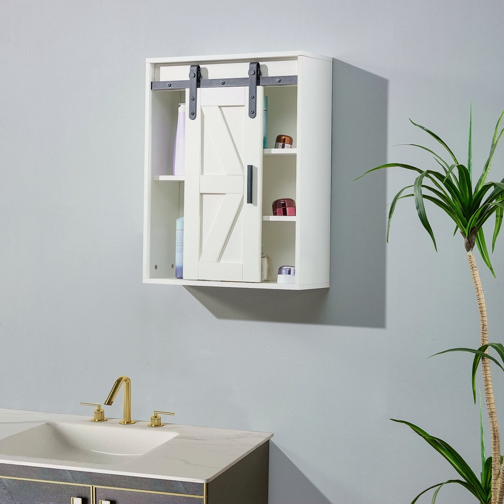 Ivy Bronx Wood Wall-Mounted Storage Cabinet, 5-Layer Toilet Bathroom ...