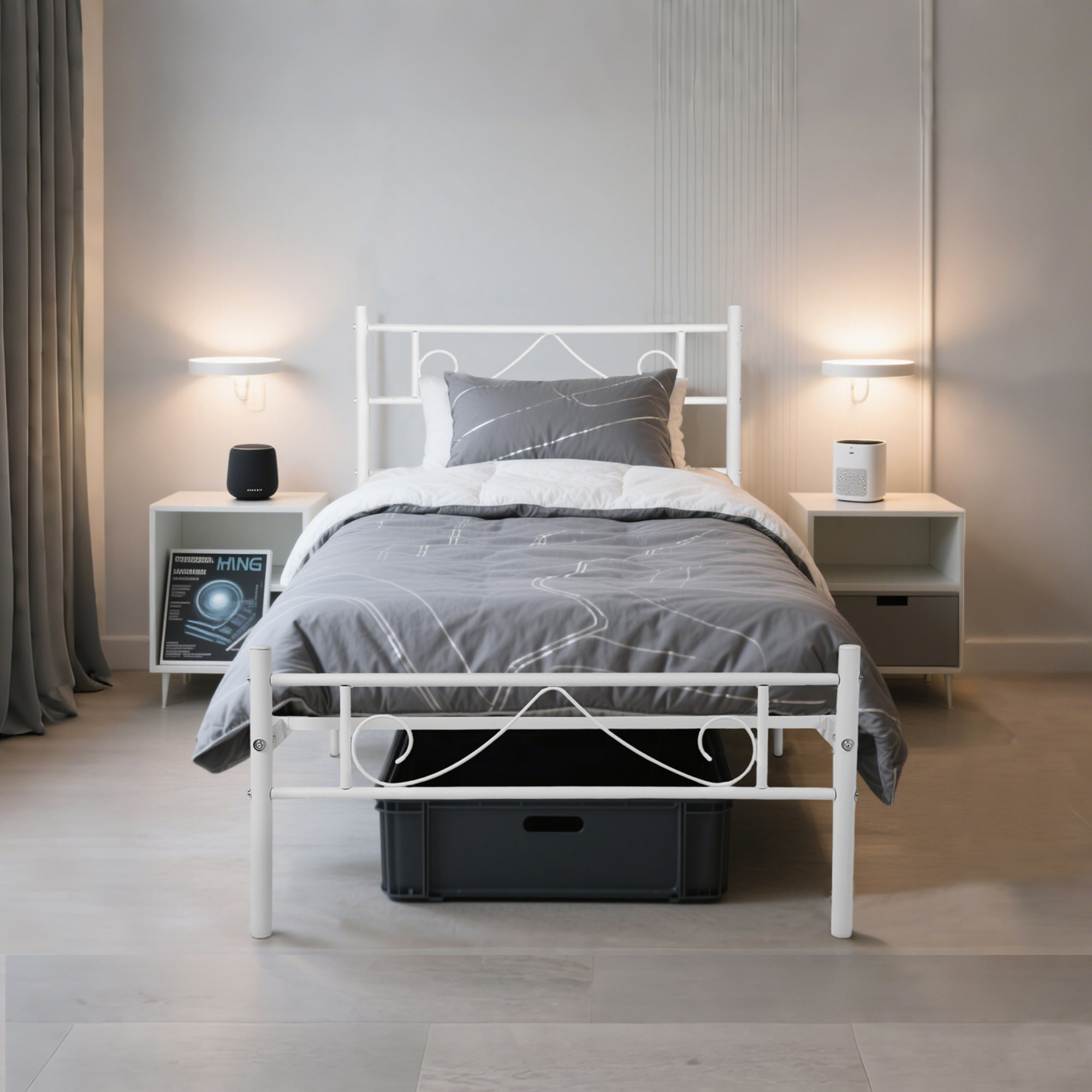 Trent Austin Design Single Metal Bed Frame With Simple Beard Shaped ...